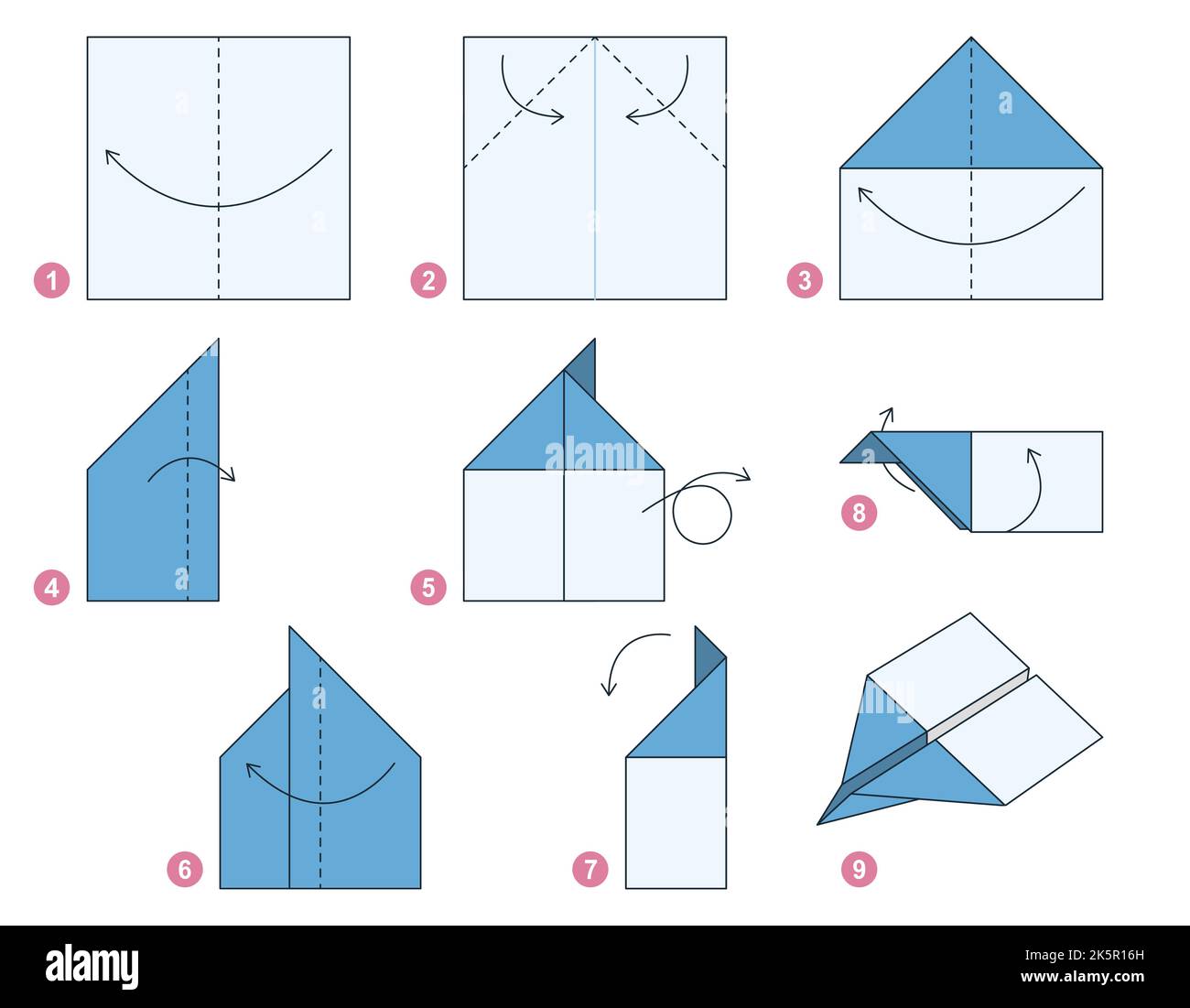 Origami tutorial for kids. Origami cute Airplane Stock Vector Image ...