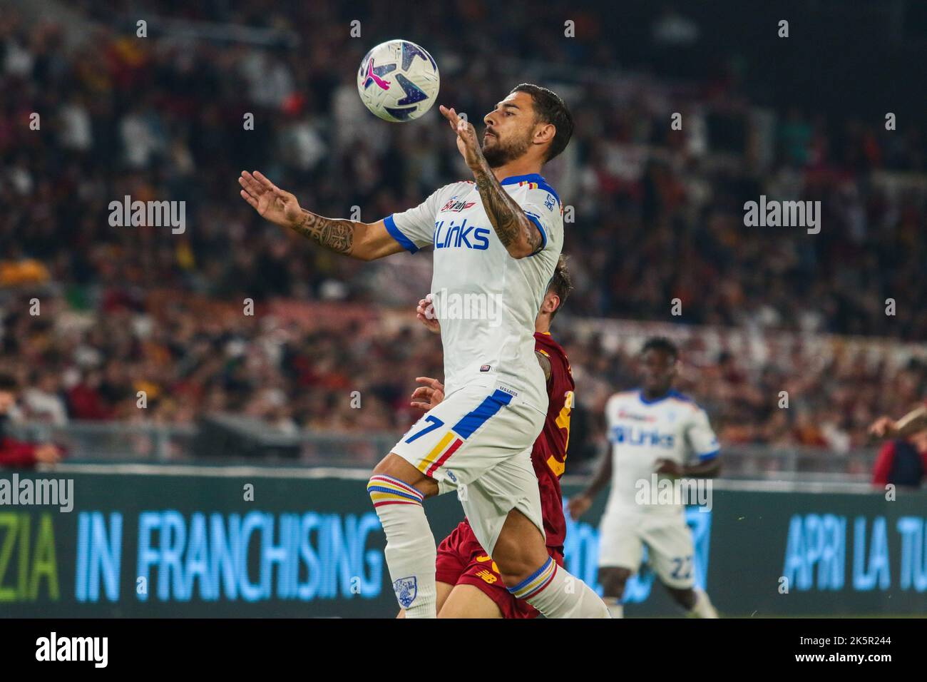 October 9, 2022, Italy: Rome, Italy 9th October 2022: Giuseppe Pezzella of U.S. Lecce gestures ...