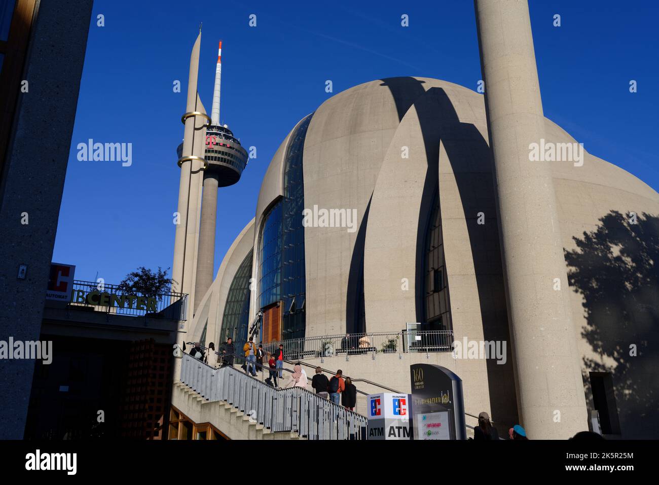 Cologne, Germany, October 09, 2022: visitor traffic on the stairs to the cologne mosque Stock ...