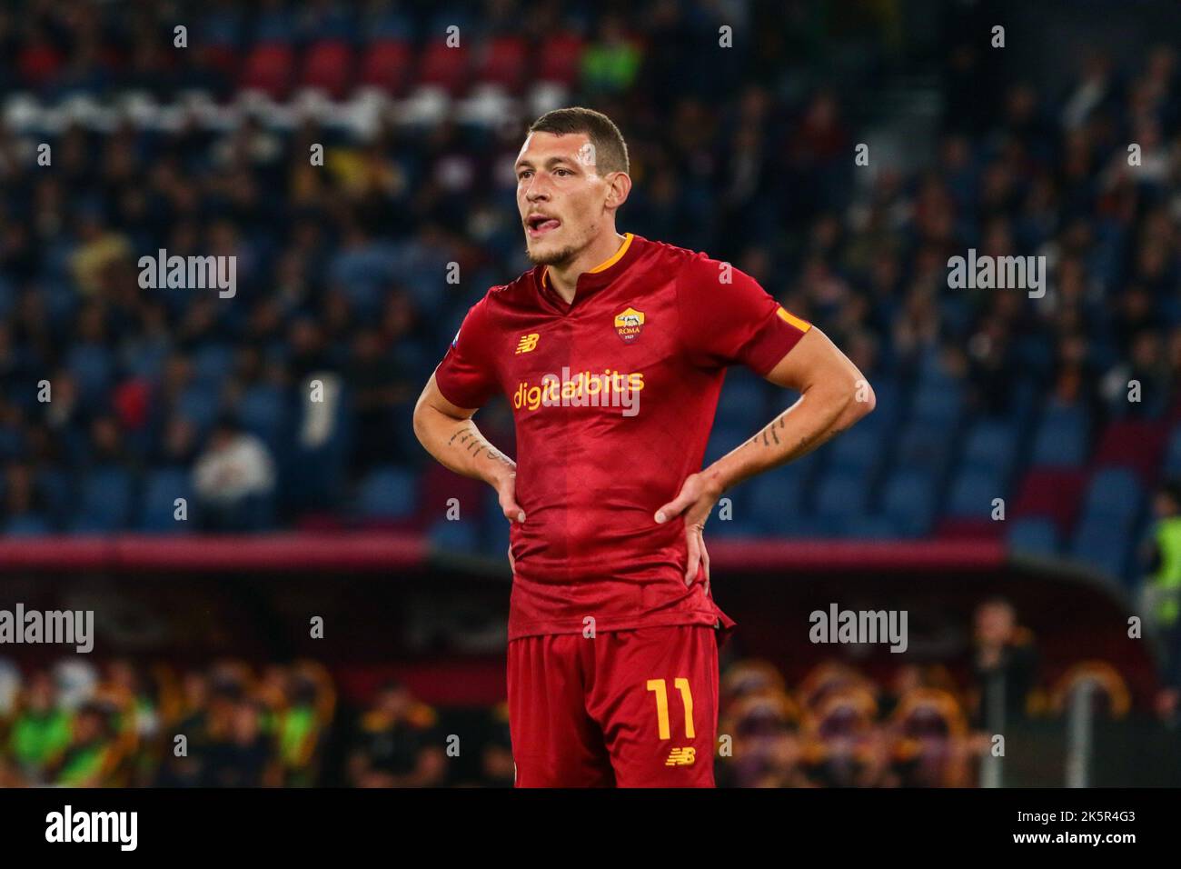Rome, Italy 9th October 2022: Andrea Belotti of A.S. Roma gestures ...