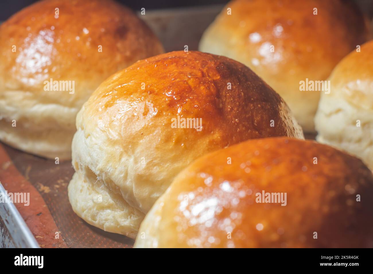Homemade Sweet Brioche Hamburger Buns, texture with various brioche ...