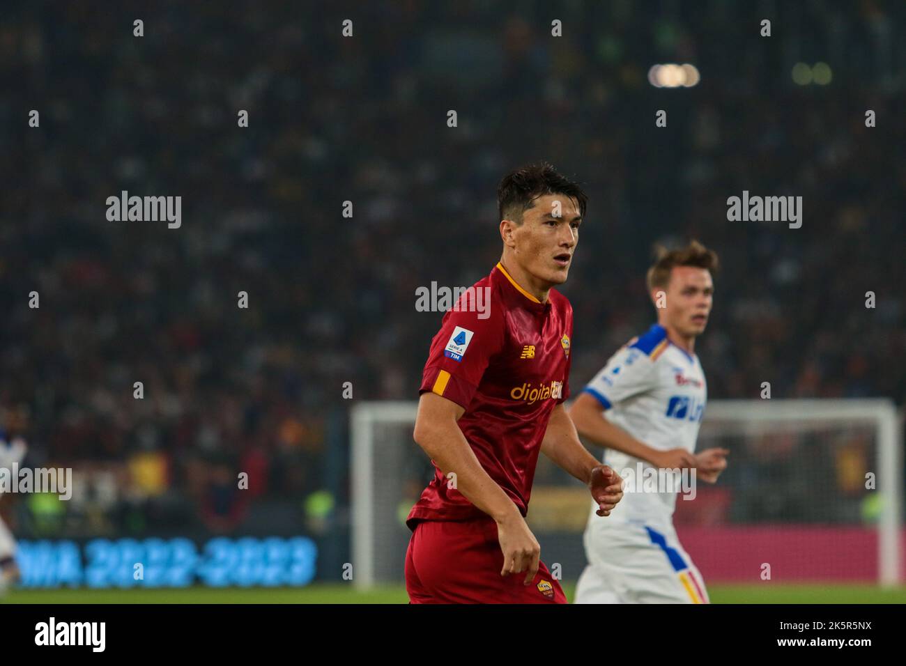 Rome, Italy 9th October 2022: Eldor Shomurodov of A.S. Roma gestures ...