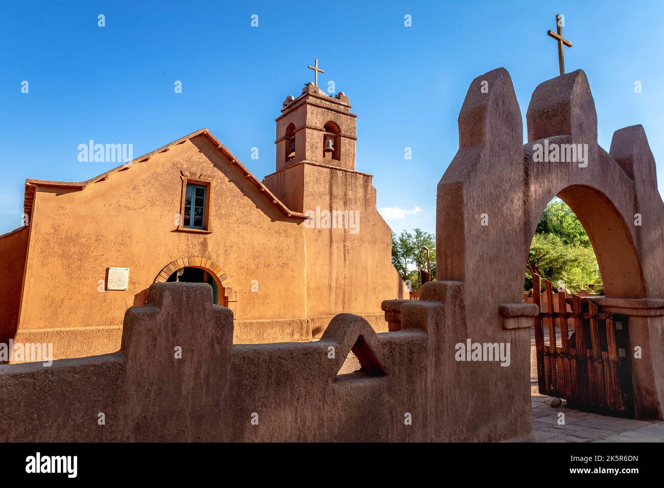 Adobe catholic Church of San Pedro de Atacama, Northern Chile Stock ...