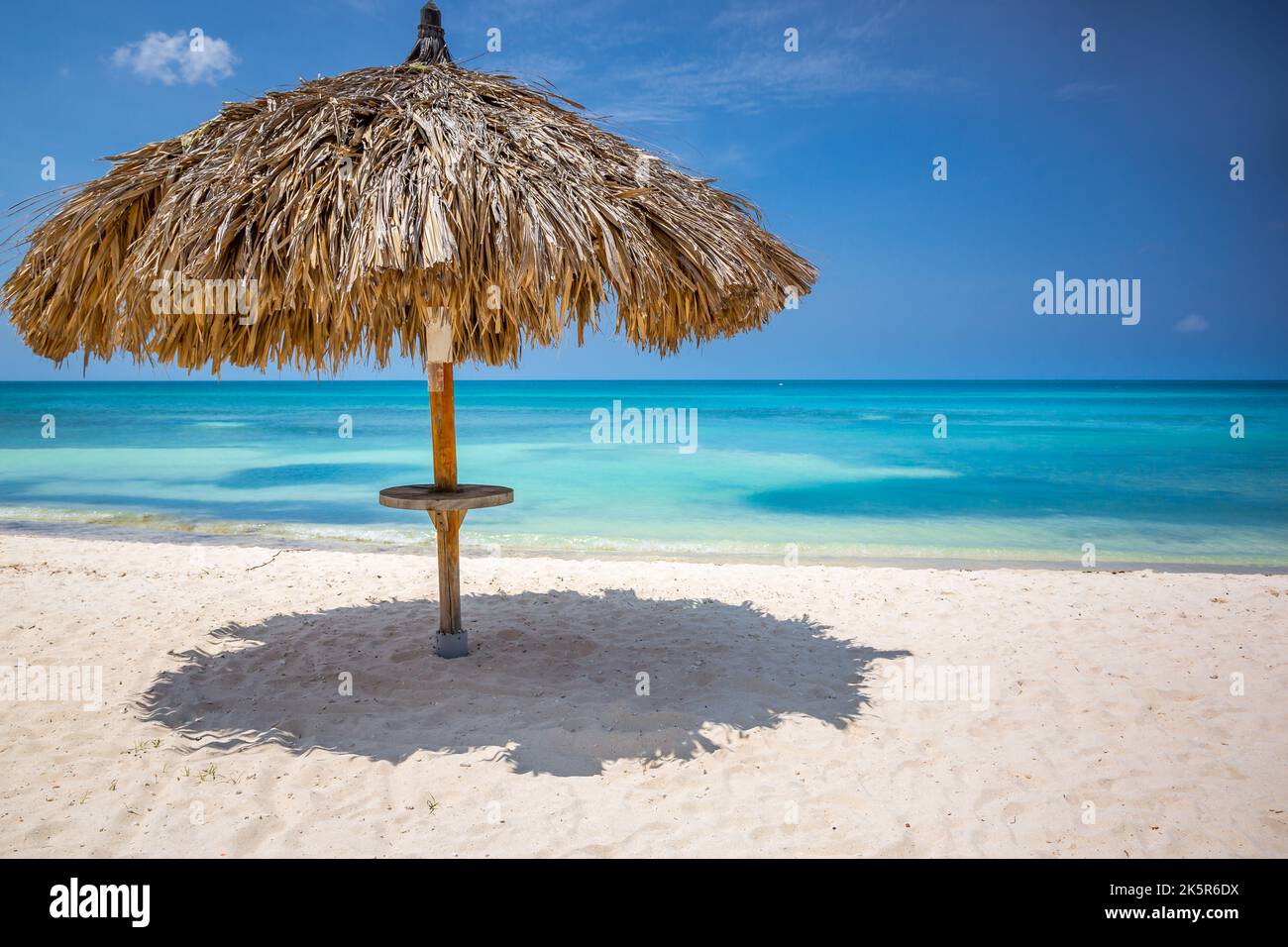 Aruba idyllic caribbean beach at sunny day with rustic palapa, Dutch ...