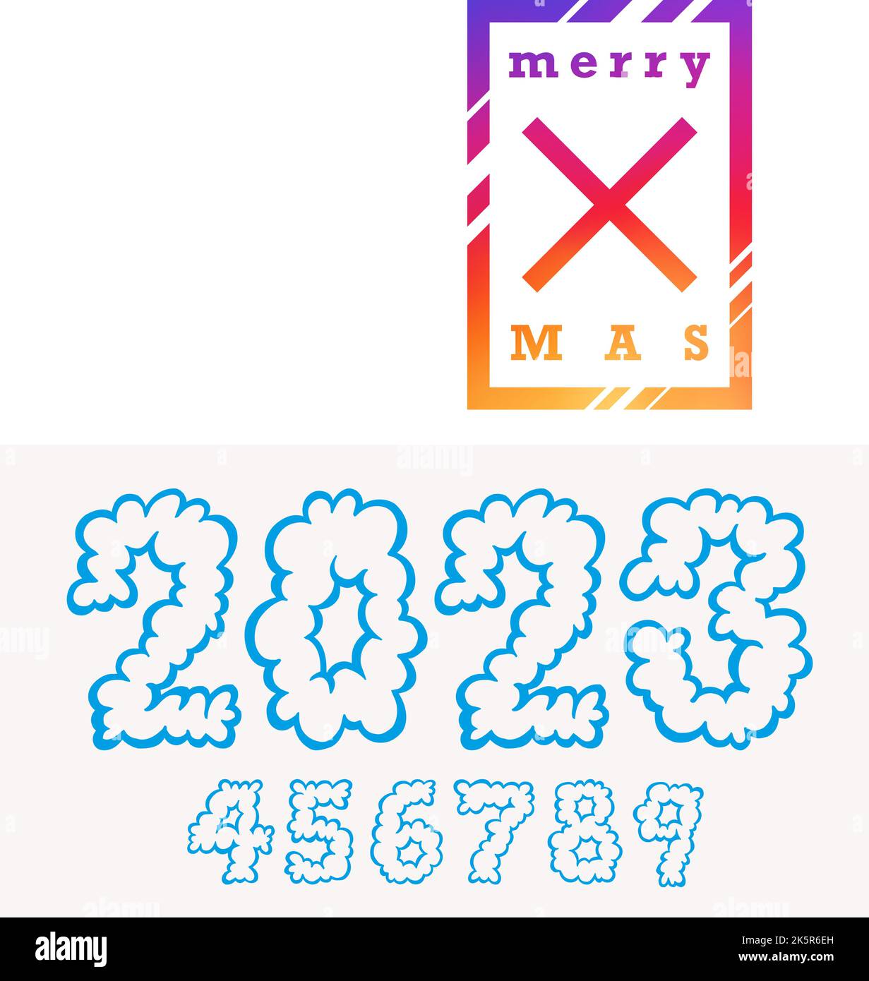 2023 cloud numbers. Merry Christmas and happy New Year 2023 background ...