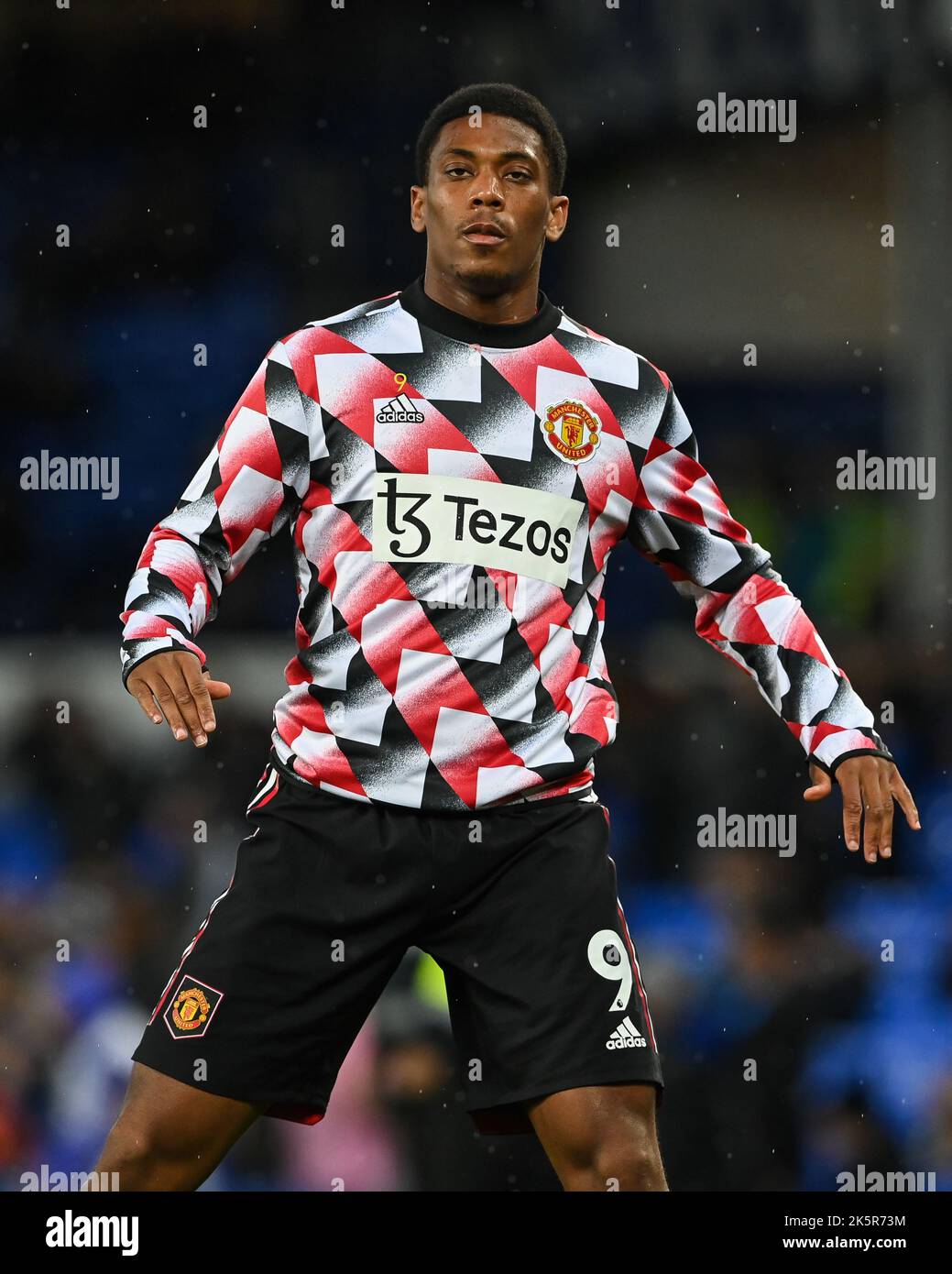 Anthony Martial #9 of Manchester United during the pre-game warmup ...