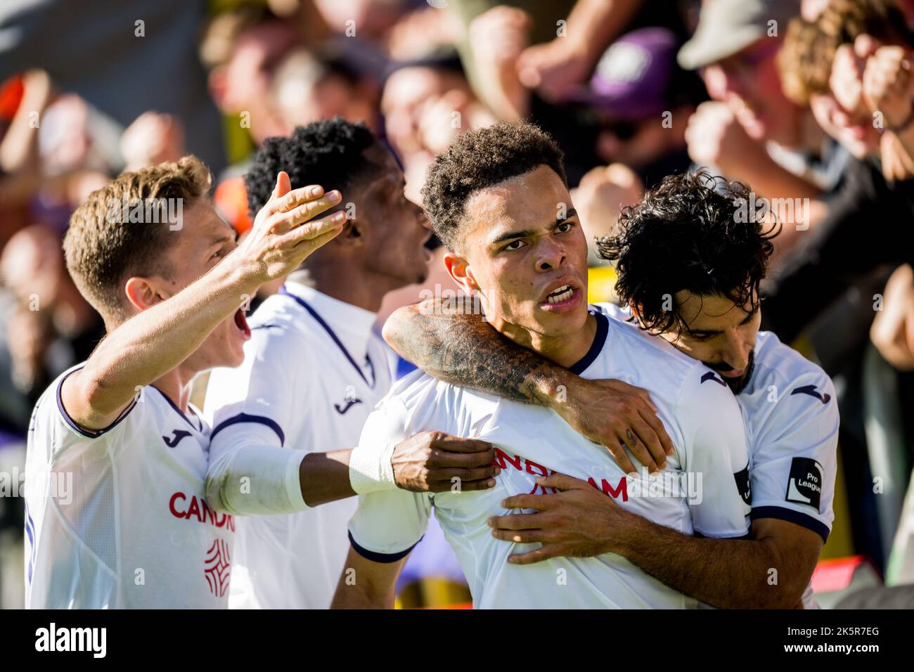 Anderlecht's Mario Stroeykens celebrates after scoring during a soccer ...