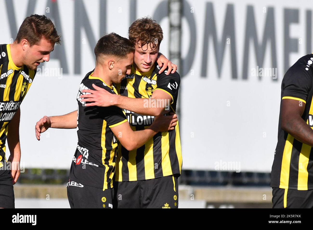 Lierse's players celebrates after scoring during a soccer match between ...