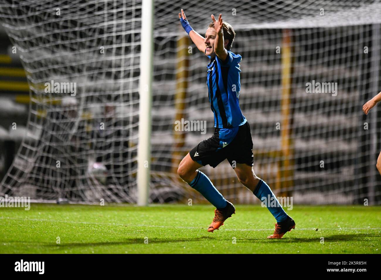 Club NXT's Romeo Vermant celebrates after scoring 2-0 during a soccer ...