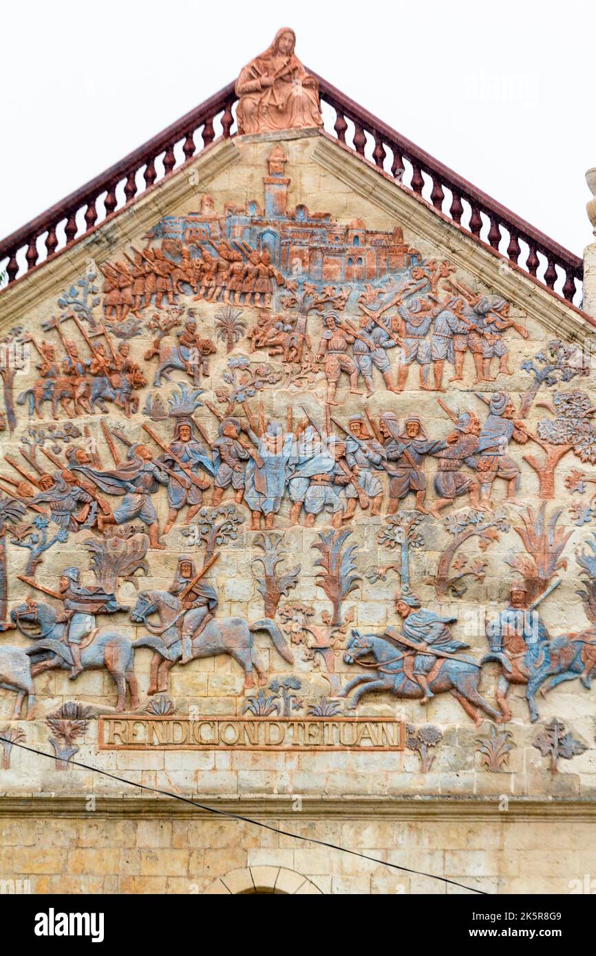 Portion of a bas relief depicting the Battle of Tetuan at a church ...