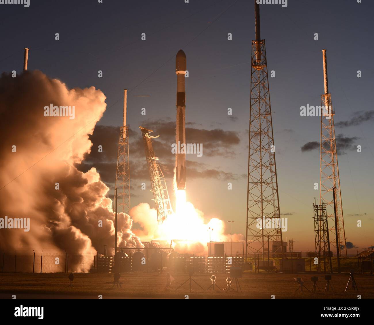 A SpaceX Falcon 9 rocket launches two Galaxy Satellites for Intelsat at ...