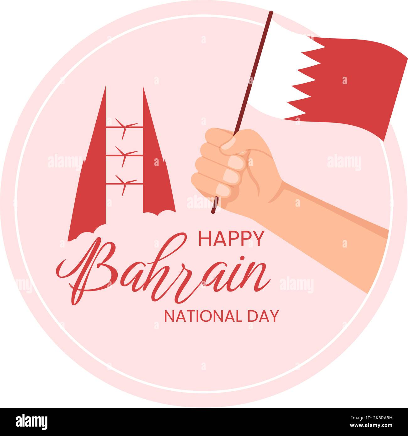 Bahrain National Day or Independence Template Hand Drawn Cartoon Flat ...