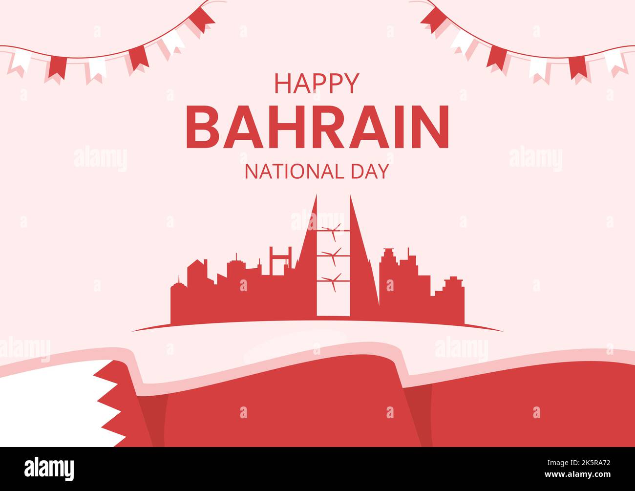 Bahrain National Day or Independence Template Hand Drawn Cartoon Flat ...