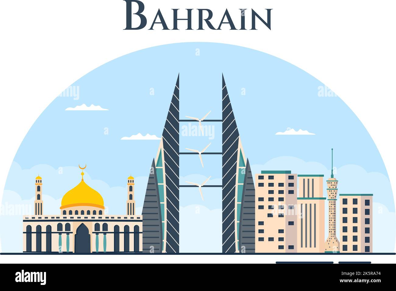Bahrain National Day or Independence Template Hand Drawn Cartoon Flat ...