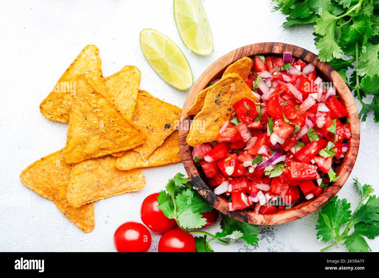 Mexican food. Spicy salsa sauce with tomatoes, chili peppers, onion ...