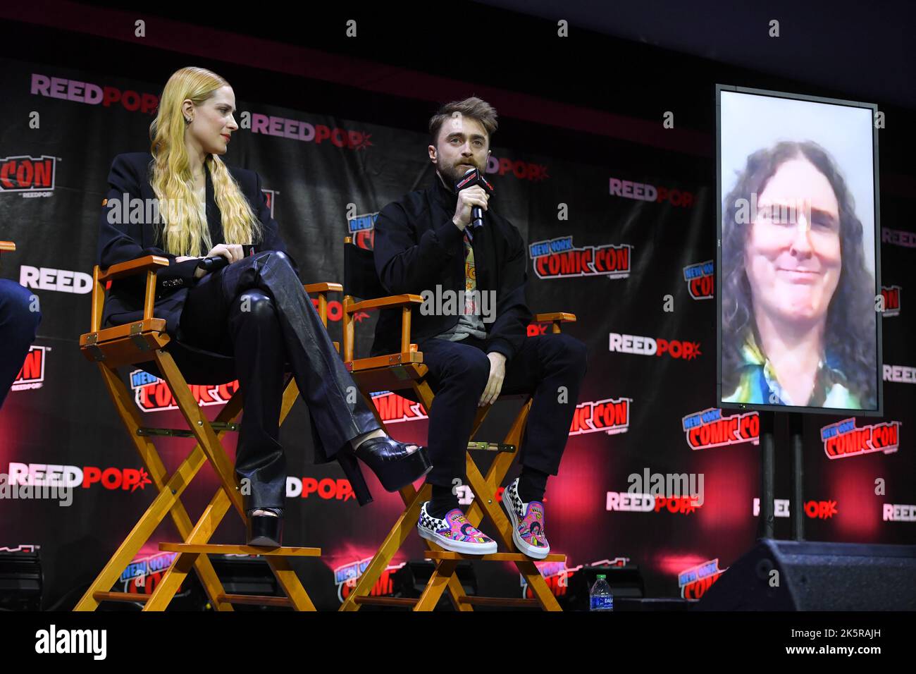 Evan Rachel Wood, Daniel Radcliffe and Weird Al Yankovic speak onstage ...