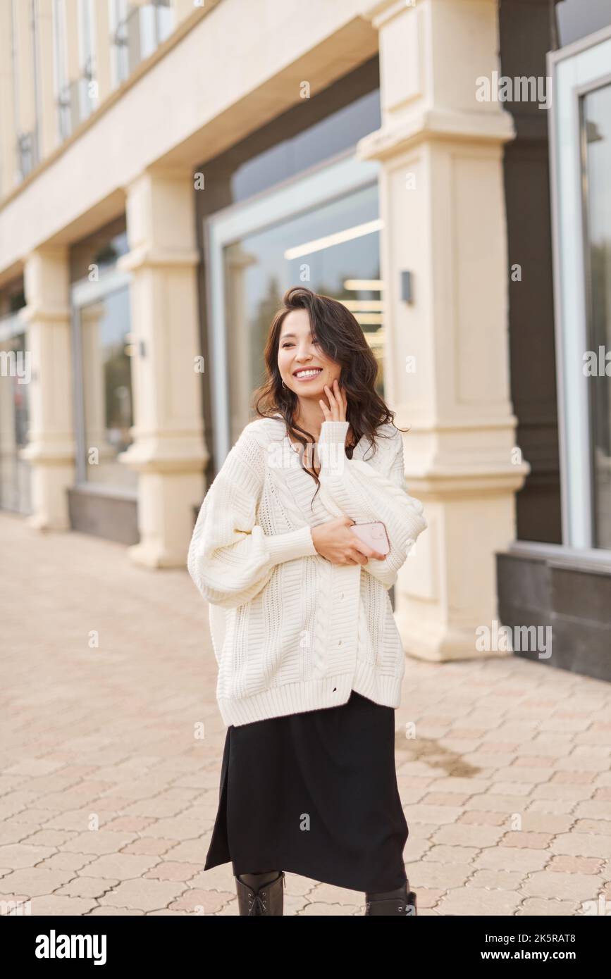 Lifestyle portrait beautiful Asian kazakh woman with brilliant smile ... Lifestyle portrait beautiful Asian kazakh woman with brilliant smile ...