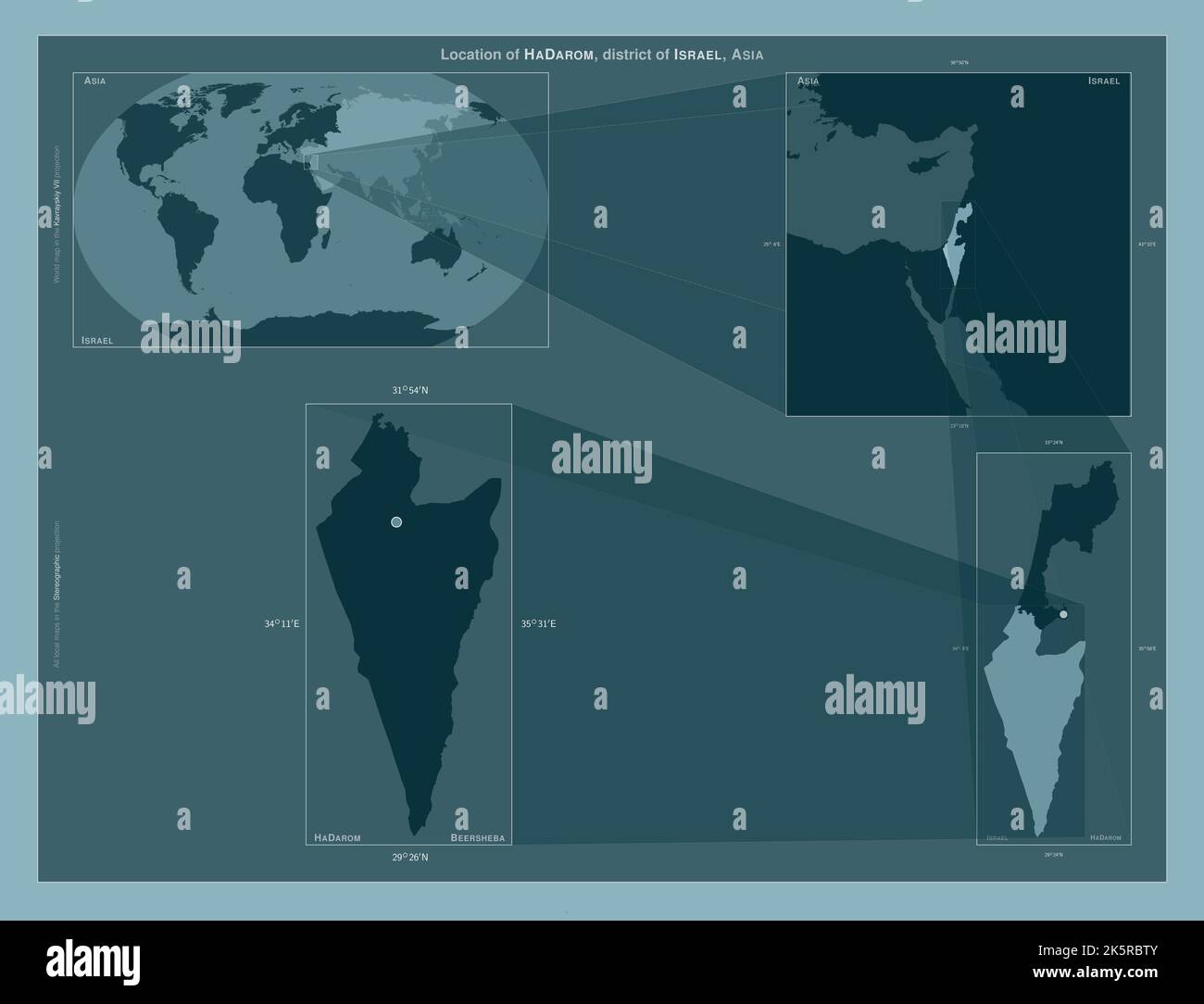 HaDarom, district of Israel. Diagram showing the location of the region ...