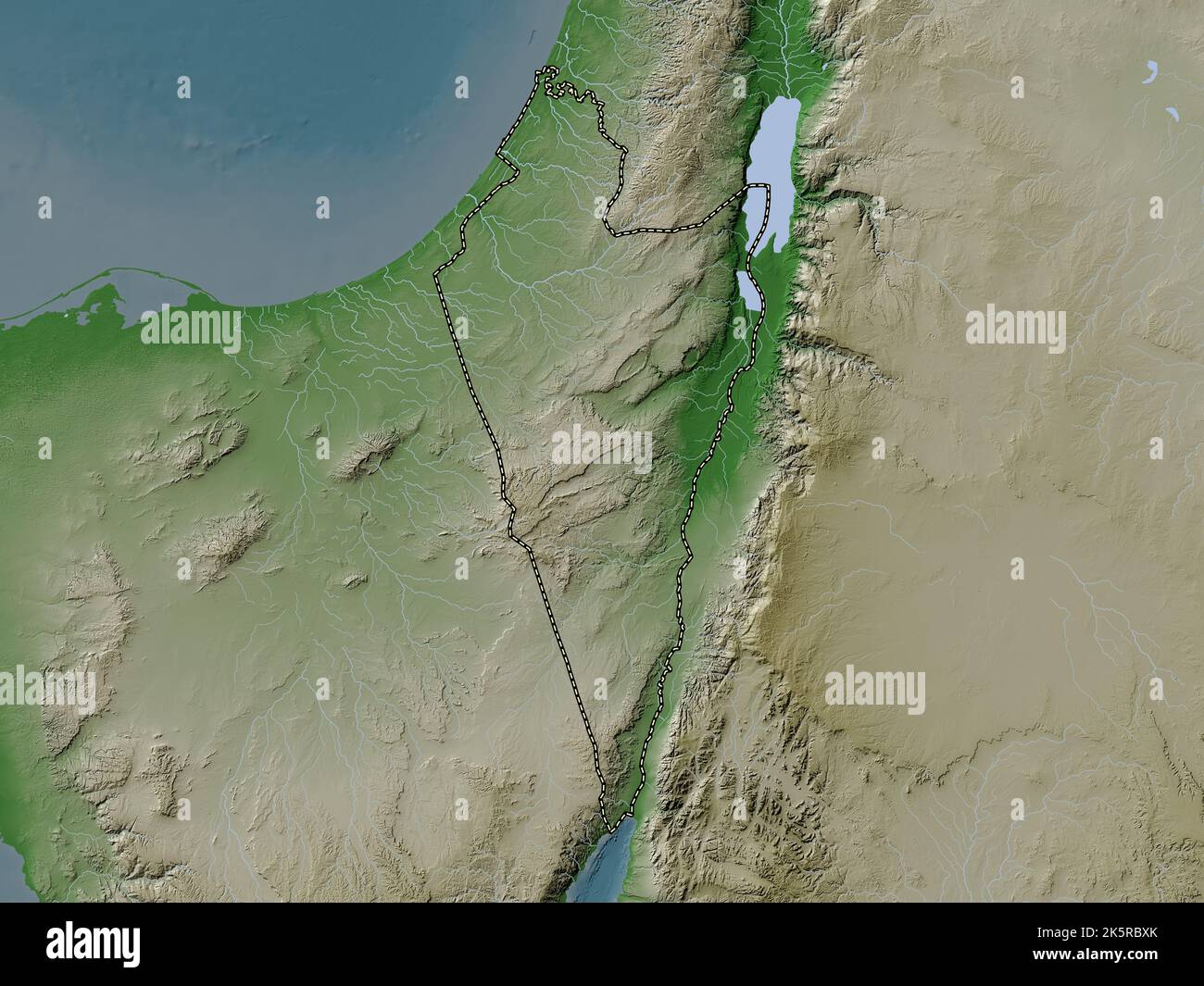 HaDarom, district of Israel. Elevation map colored in wiki style with ...