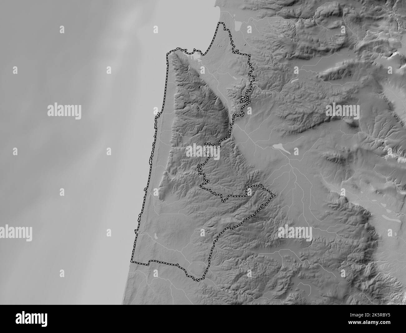 Haifa, district of Israel. Grayscale elevation map with lakes and ...
