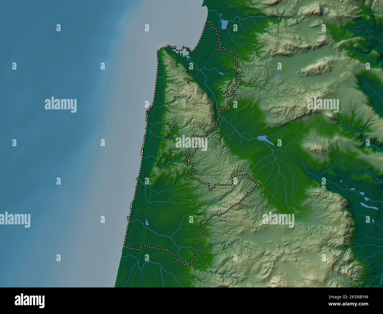 Haifa, district of Israel. Colored elevation map with lakes and rivers ...