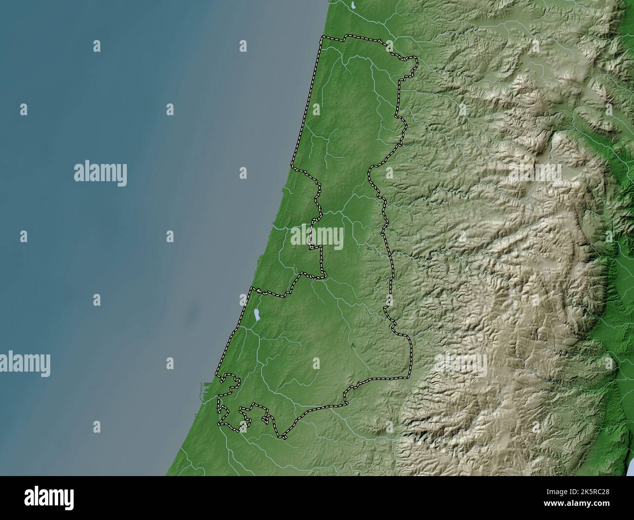 HaMerkaz, district of Israel. Elevation map colored in wiki style with ...