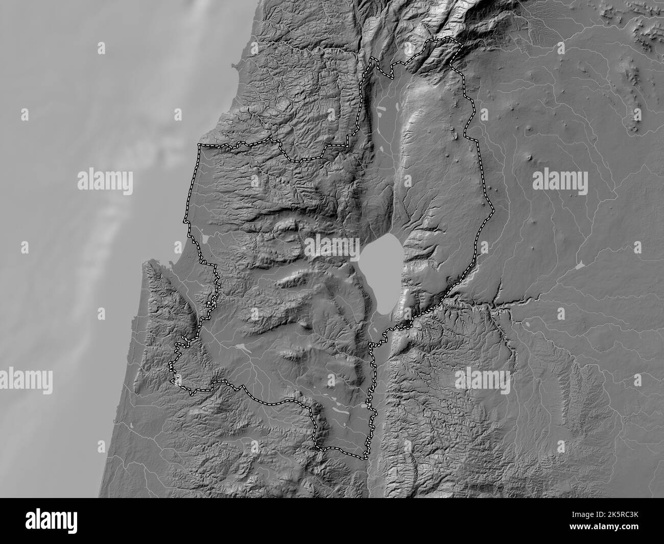 HaZafon, district of Israel. Bilevel elevation map with lakes and ...