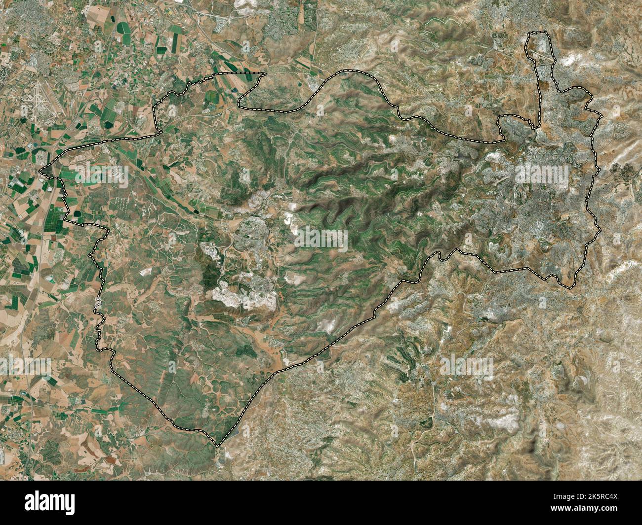 Jerusalem, district of Israel. High resolution satellite map Stock ...