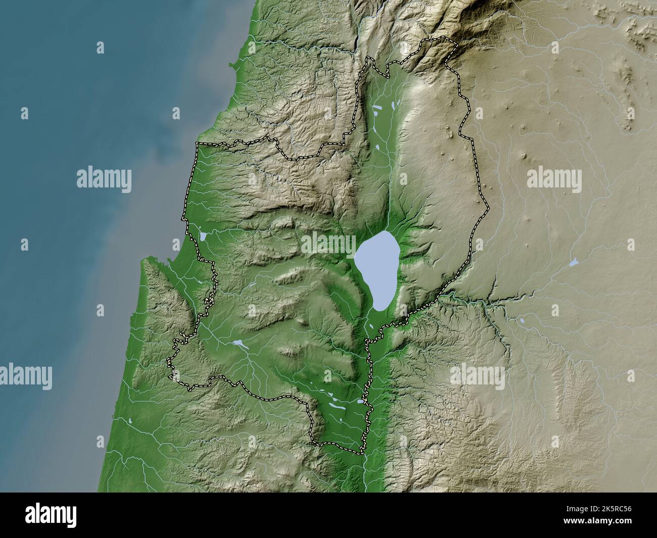 HaZafon, district of Israel. Elevation map colored in wiki style with ...