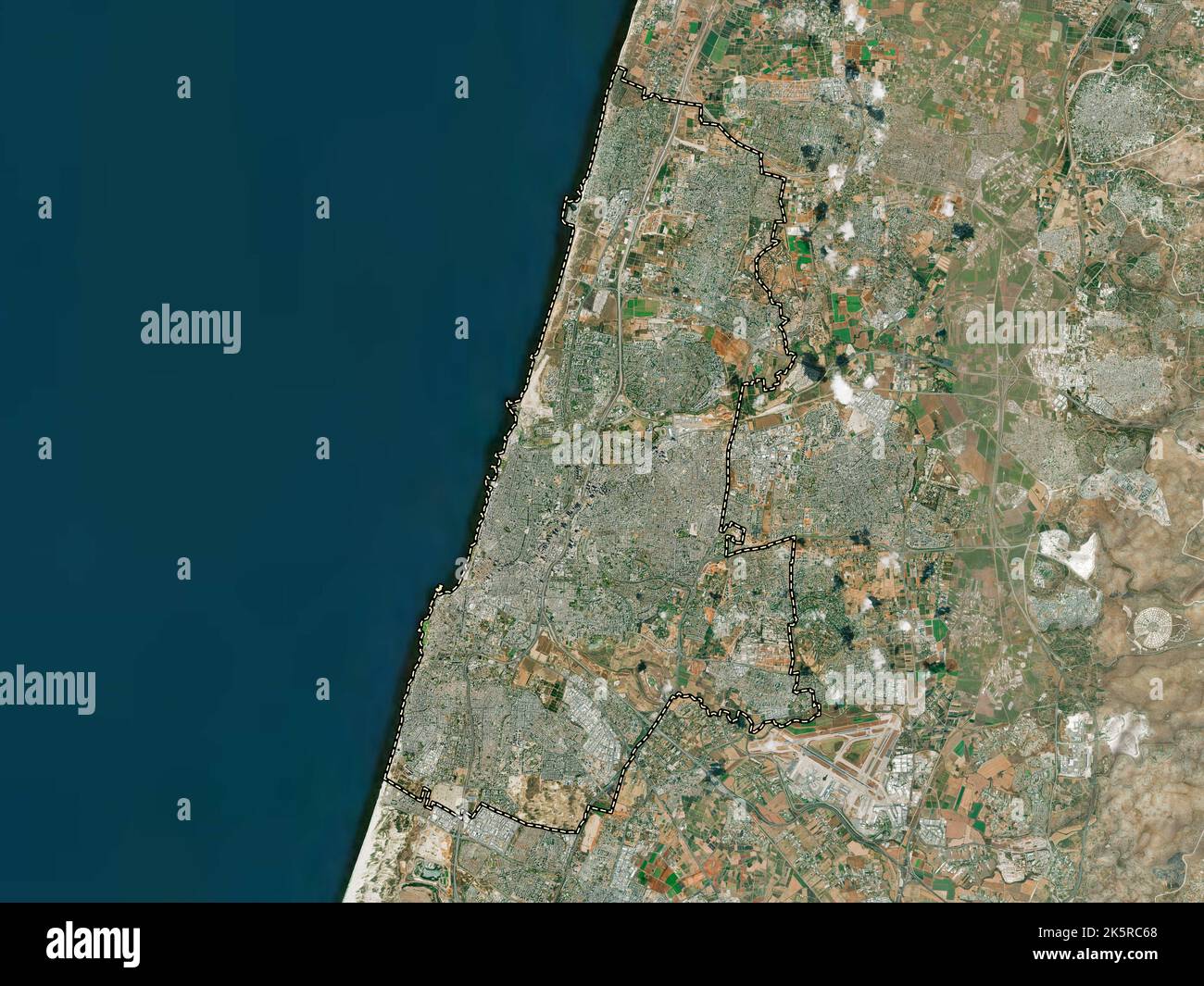 Tel Aviv, district of Israel. High resolution satellite map Stock Photo ...