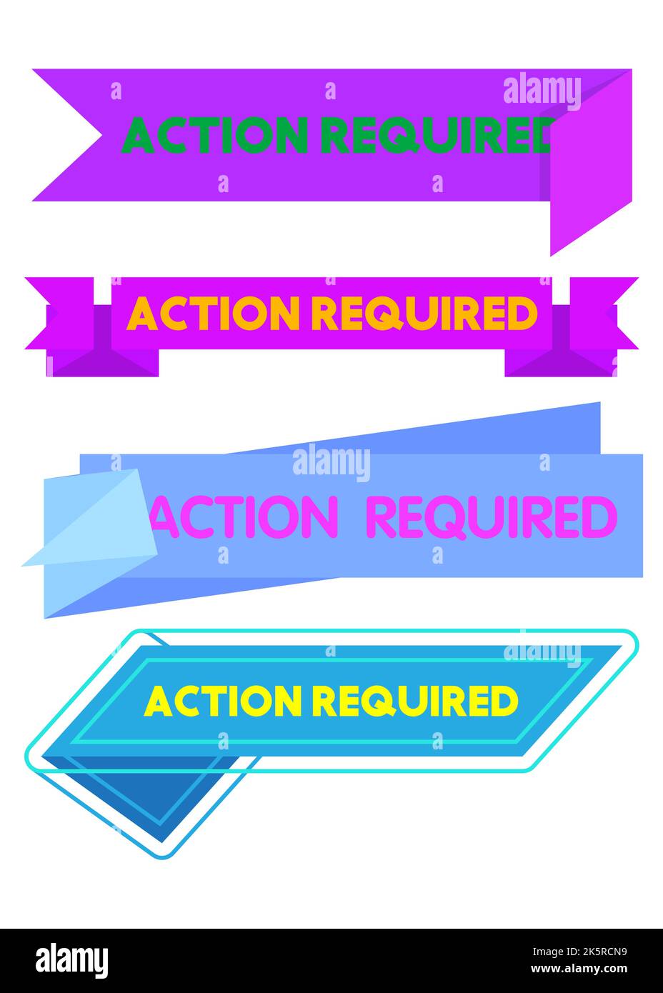 Set of ribbon with Action Required text. Banner template. Label sticker ...