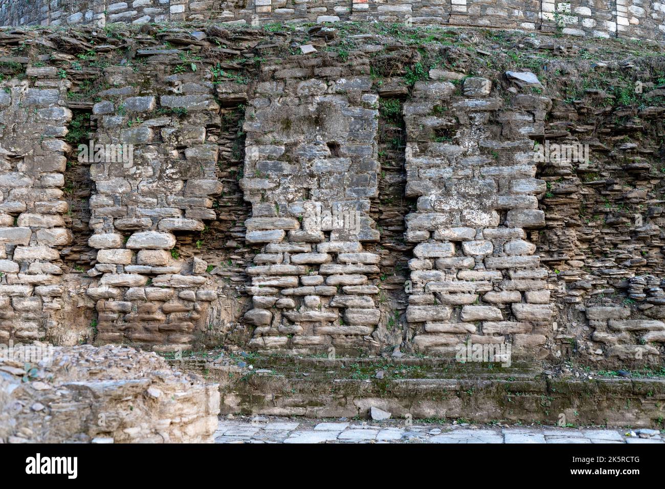 The foundation wall of Amluk dara stupa in the swat valley Stock Photo ...