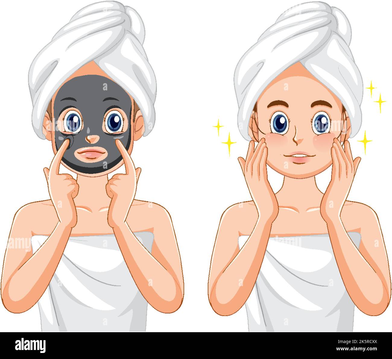 Spa woman applying facial mask illustration Stock Vector Image & Art ...