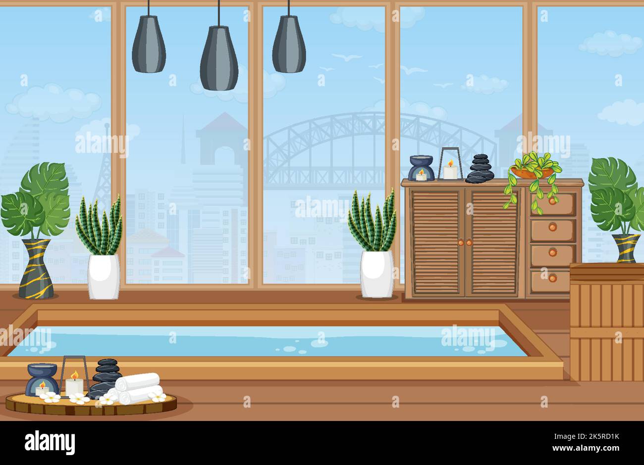 Interior spa room scene illustration Stock Vector Image & Art - Alamy