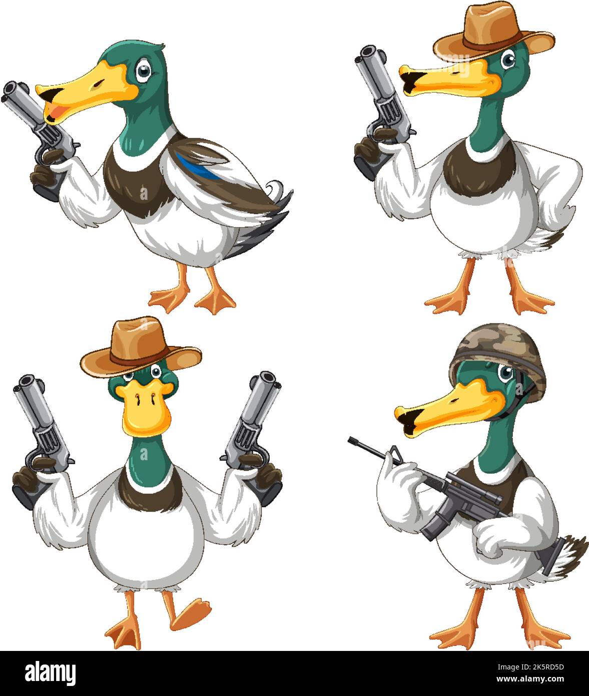 Cartoon ducks in cowboy theme illustration Stock Vector Image & Art - Alamy