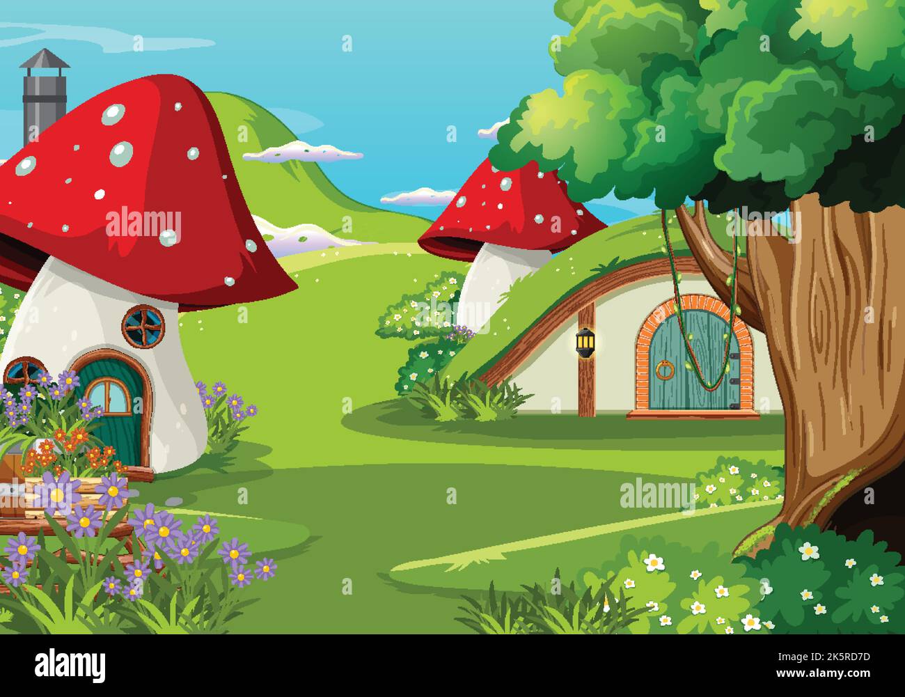 Forest fantasy enchanted forest background scene illustration Stock ...