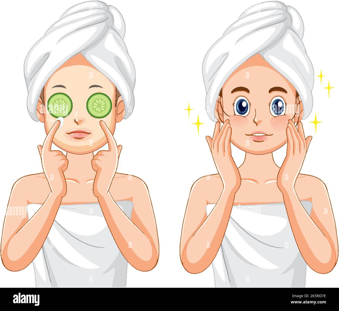 Spa woman applying facial mask illustration Stock Vector Image & Art ...