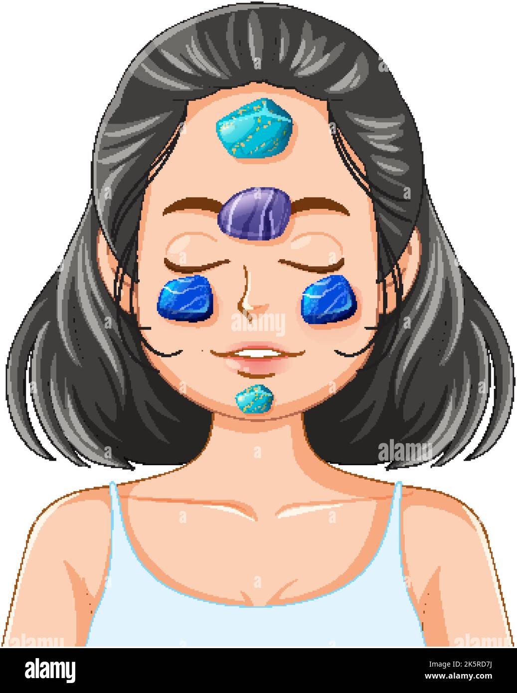 Portrait of a young woman with healing crystal illustration Stock ...