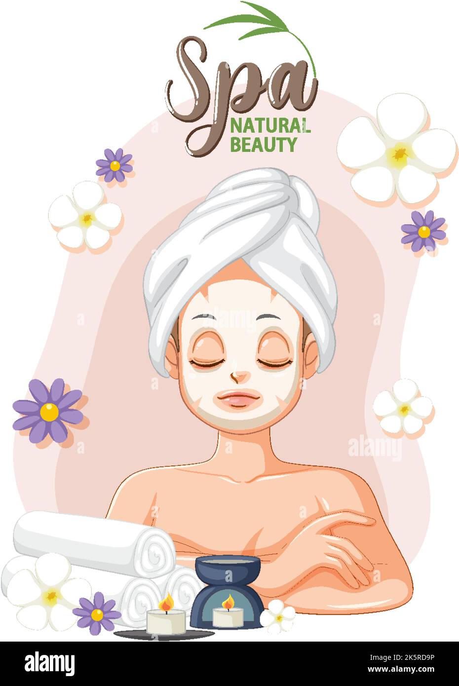 Spa girl applying facial mask illustration Stock Vector Image & Art - Alamy