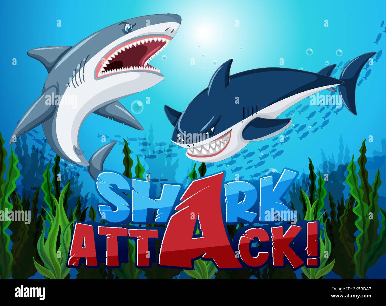 Shark attack icon with underwater sea animal illustration Stock Vector ...