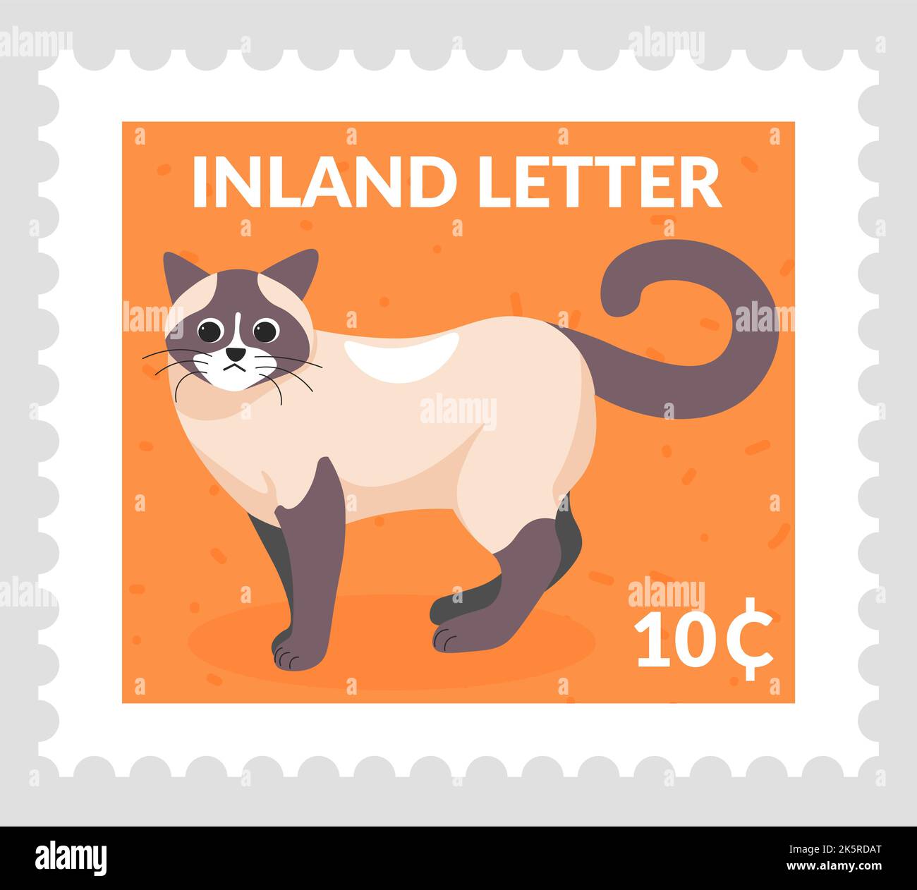 Inland letter, postmark with kitten animal vector Stock Vector Image ...