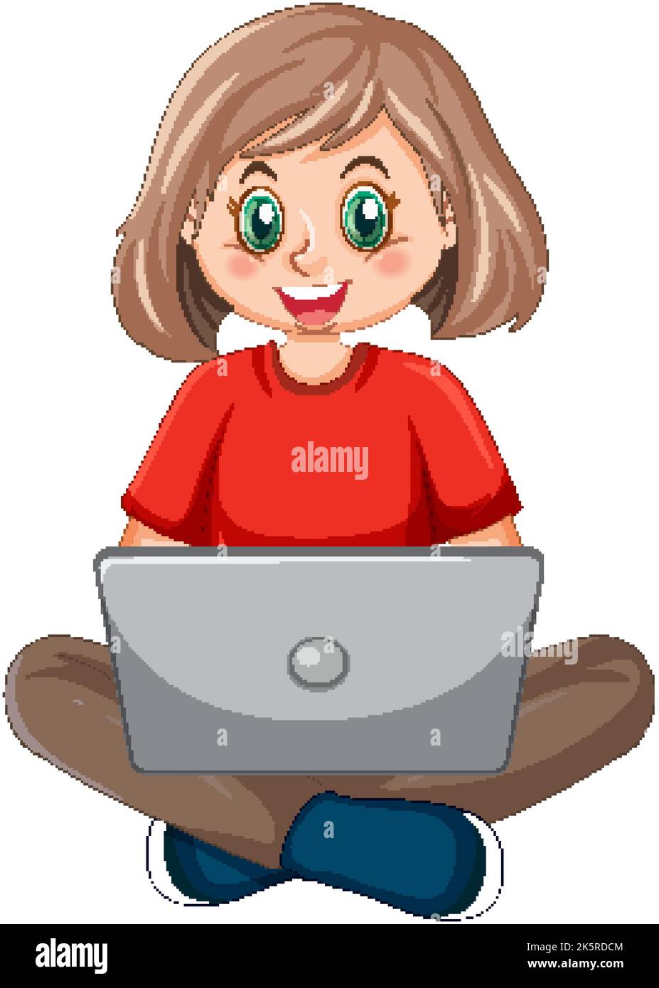 A girl using laptop cartoon illustration Stock Vector Image & Art - Alamy