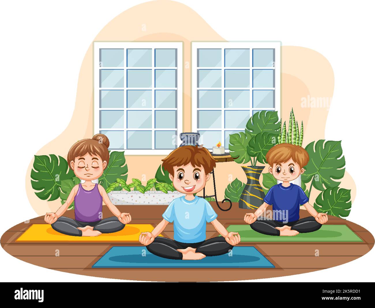 Group of people practicing yoga illustration Stock Vector Image & Art ...