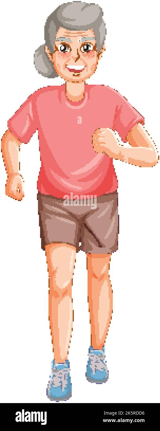 Female senior cartoon character exercising illustration Stock Vector ...