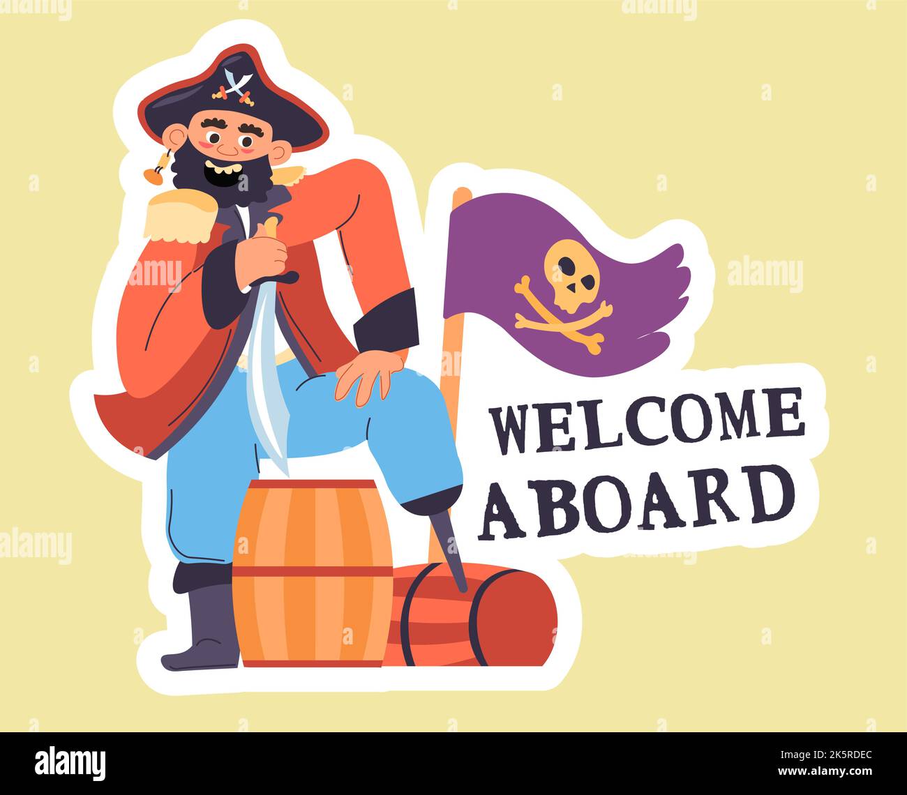 Welcome aboard, pirate party, man in costumes Stock Vector Image & Art ...