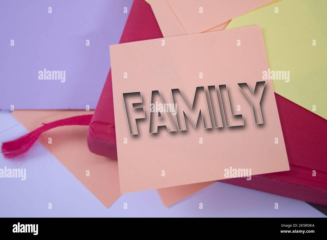 Family. Text on adhesive note paper. Event, celebration reminder ...