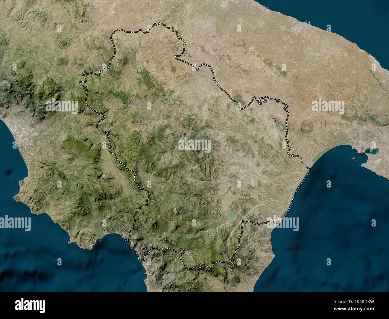 Basilicata, region of Italy. Low resolution satellite map Stock Photo ...