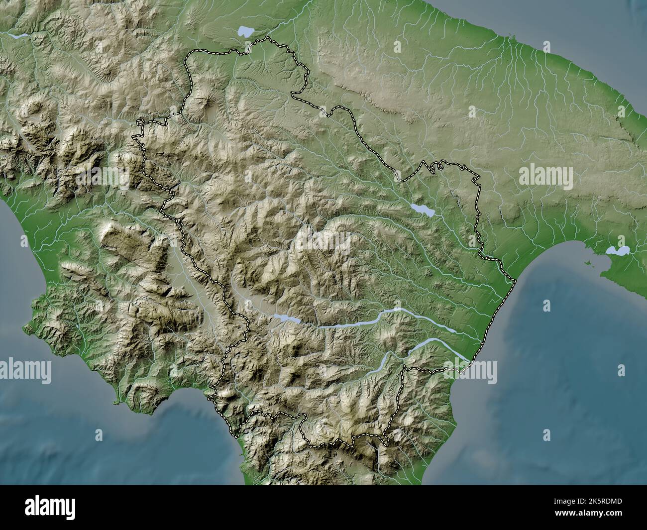 Basilicata, region of Italy. Elevation map colored in wiki style with ...