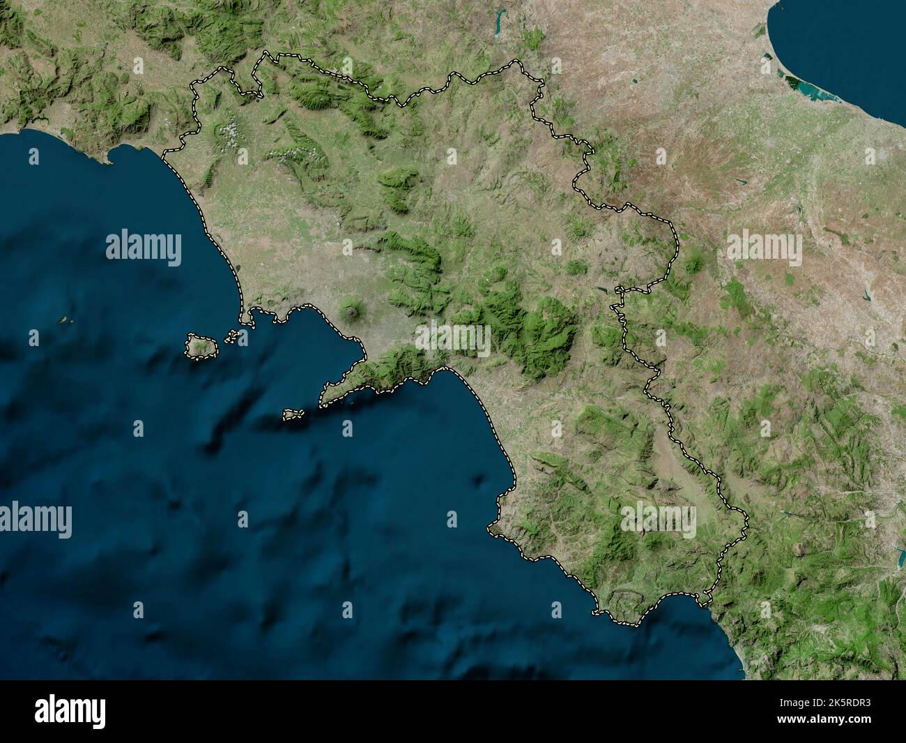 Campania, region of Italy. High resolution satellite map Stock Photo ...