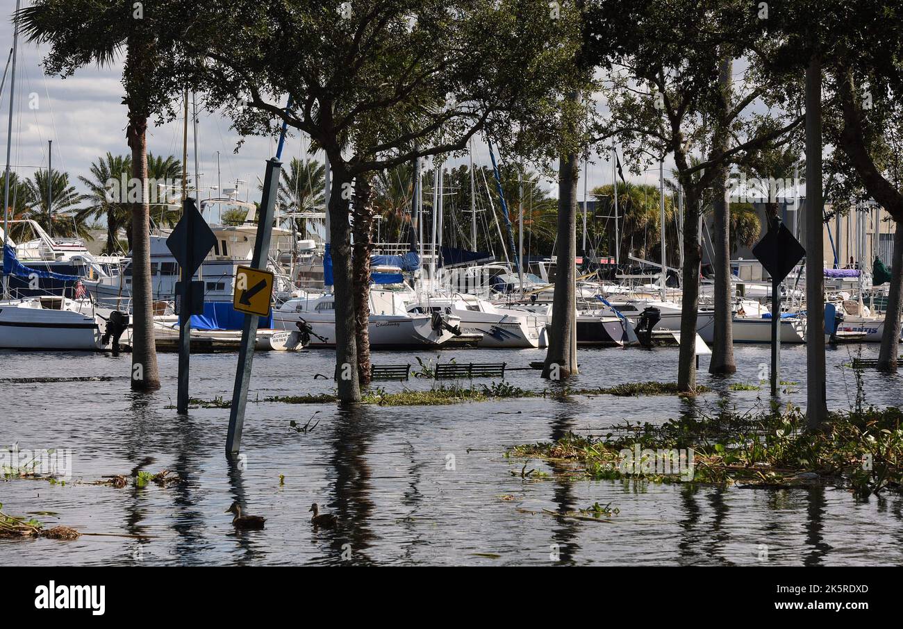 Sanford, United States. 09th Oct, 2022. The Sanford Riverwalk is seen ...